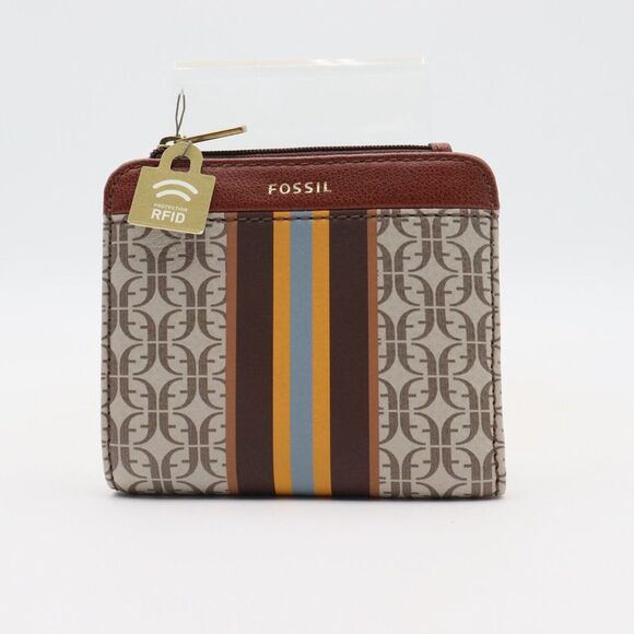 Fossil | Bags | Fossil Jori Wallet Bifold Neutral Stripe Logo Rfid Nwt ...